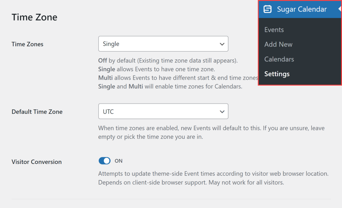 Managing Time Zones in Sugar Calendar - Sugar Calendar