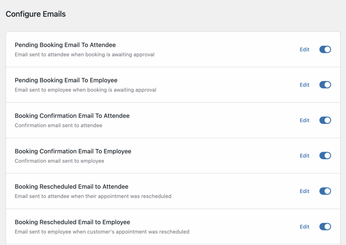 Customizing Booking Emails